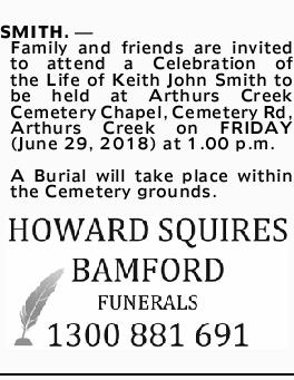 SMITH. - | Funeral Notices | Melbourne | My Tributes