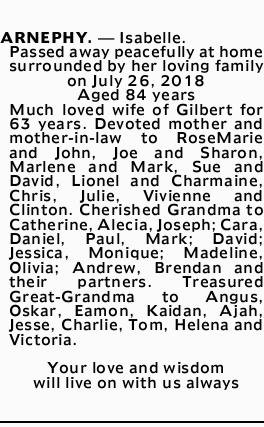 ARNEPHY, Isabelle | Death Notices | Melbourne | My Tributes