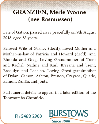 | Death Notices | Toowoomba / Gatton | My Tributes