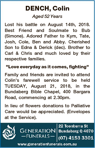 | Funeral Notices | Bundaberg | My Tributes