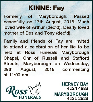 | Funeral Notices | Fraser Coast / Maryborough | My Tributes