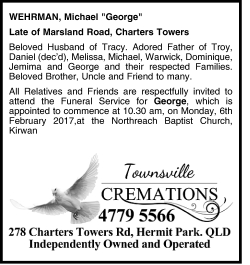 WEHRMAN, Michael "George" | Funeral Notices | Townsville | My Tributes