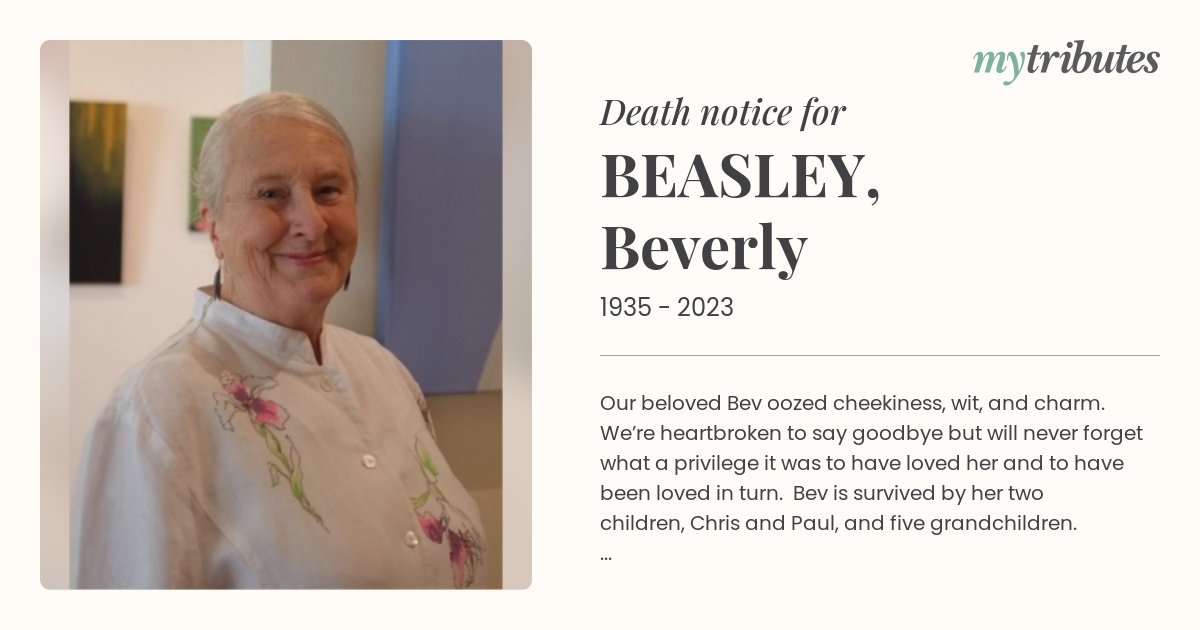 BEASLEY, Beverly | Death Notices | Adelaide | My Tributes