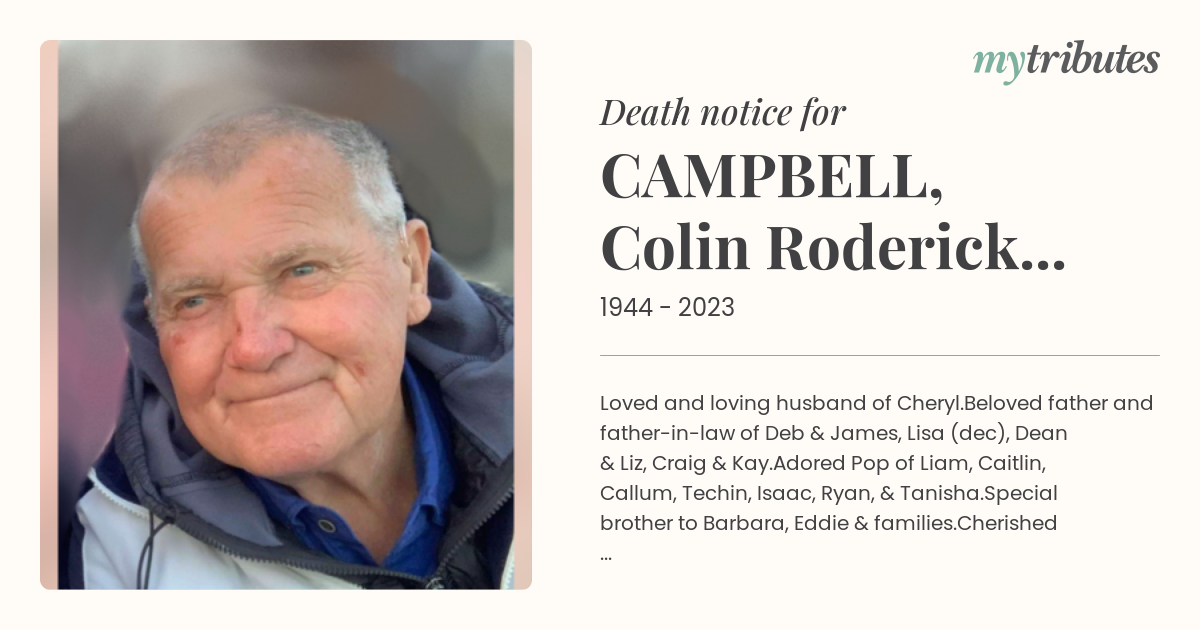 CAMPBELL, Colin Roderick 'Rod' | Death Notices | Melbourne | My Tributes