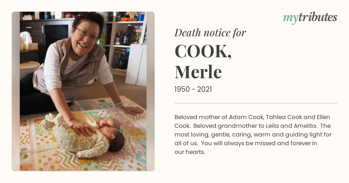 COOK, Merle | Death Notices | Melbourne | My Tributes