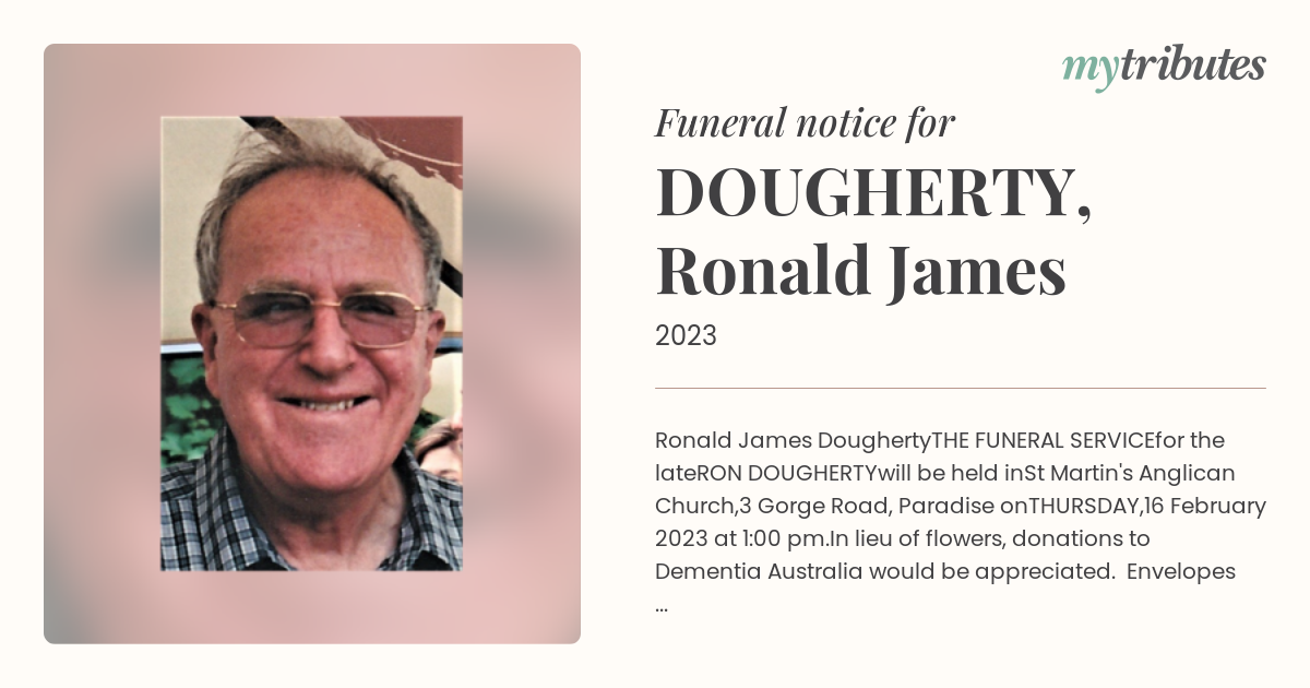 DOUGHERTY, Ronald James | Funeral Notices | Adelaide | My Tributes