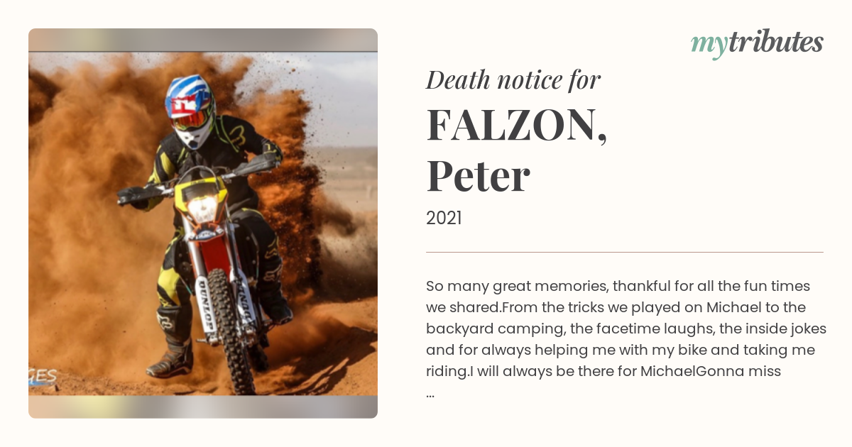 FALZON, Peter | Death Notices | Adelaide | My Tributes