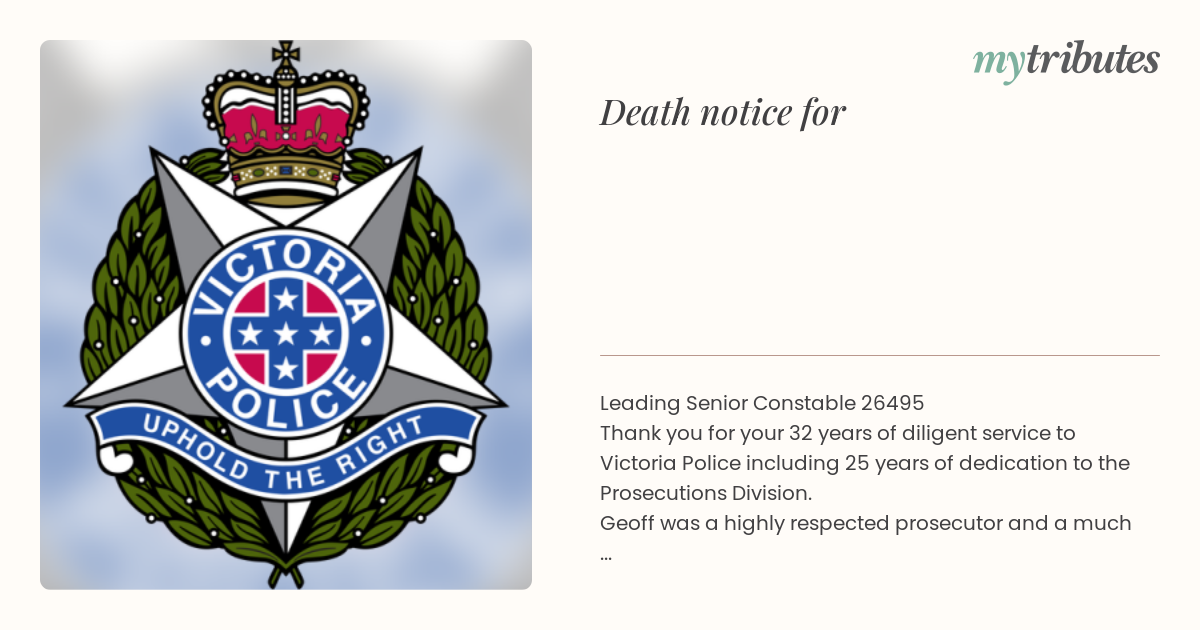 LAMB, Geoffrey (Lamby) | Death Notices | Melbourne | My Tributes