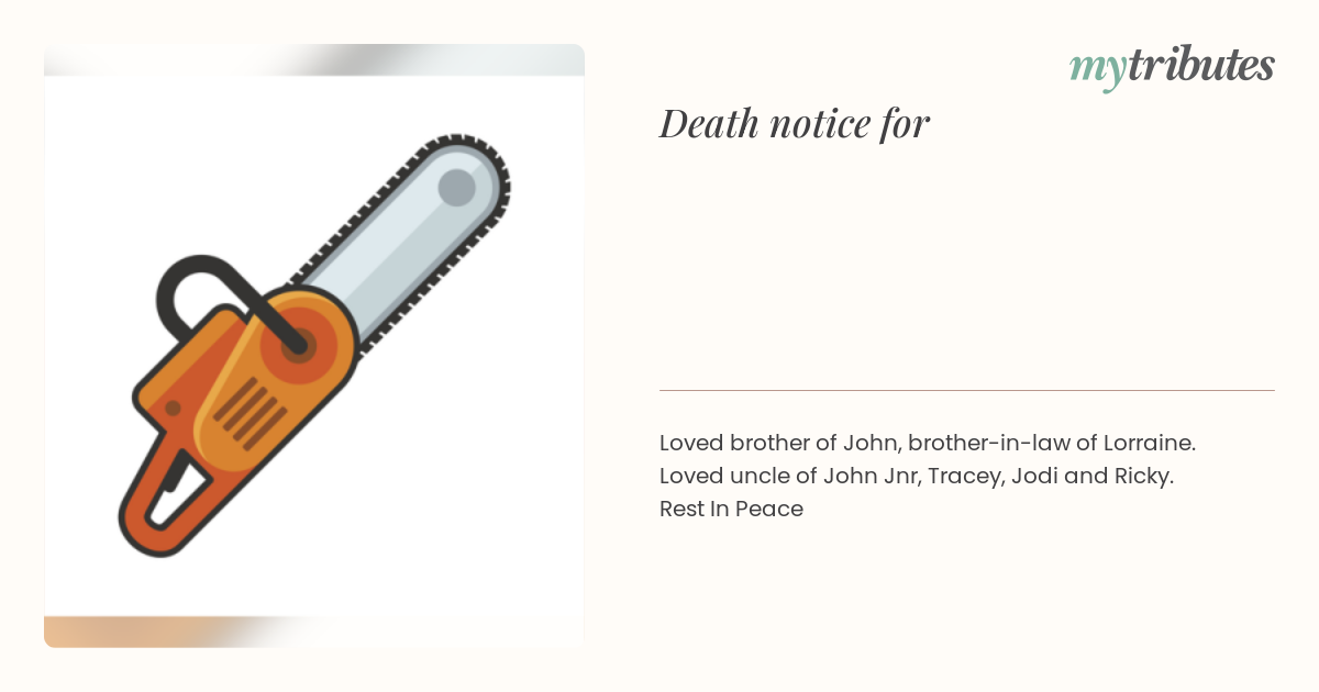 TIMBS, David | Death Notices | Tasmania | My Tributes