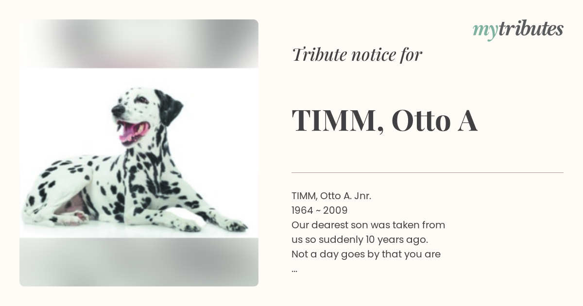 TIMM, Otto A | Tributes | Darwin | The Advertiser