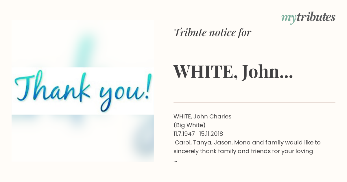 WHITE, John Charles | Tributes | Brisbane | The Courier Mail
