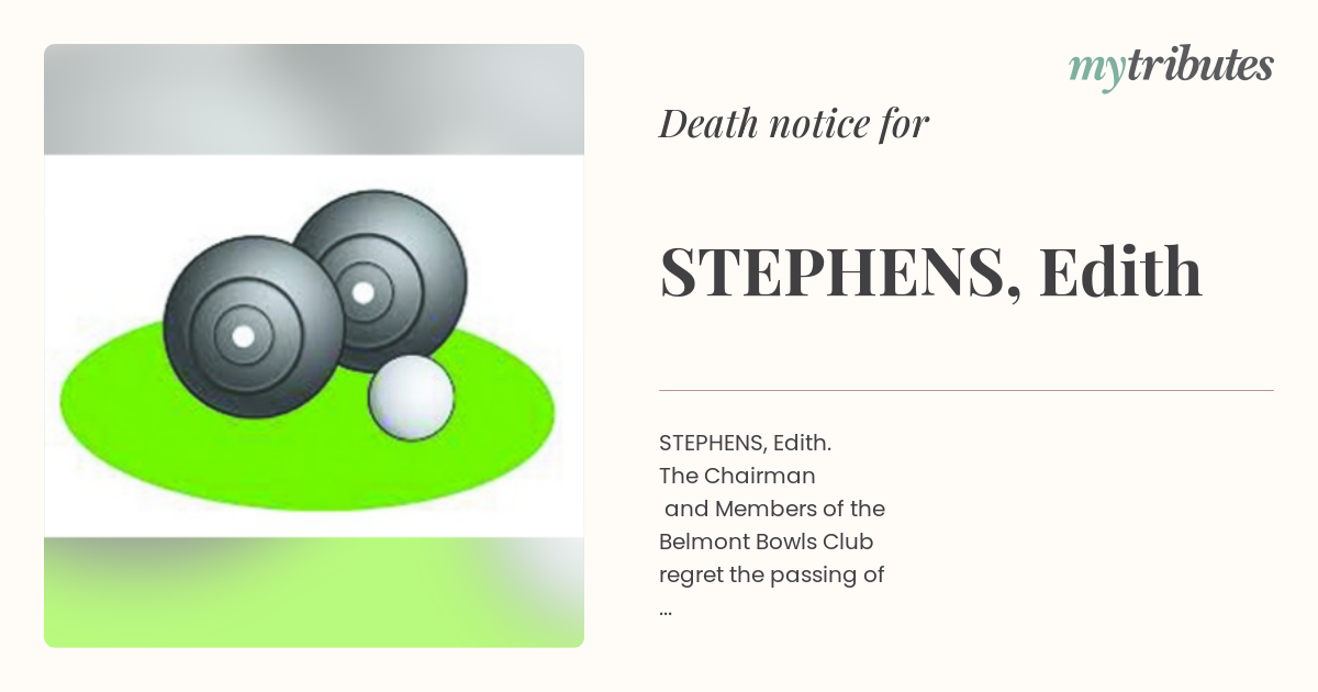 STEPHENS, Edith | Death Notices | Geelong | My Tributes