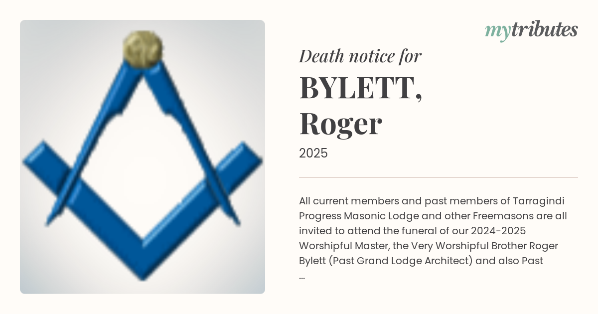 BYLETT, Roger | Death Notices | Brisbane | My Tributes