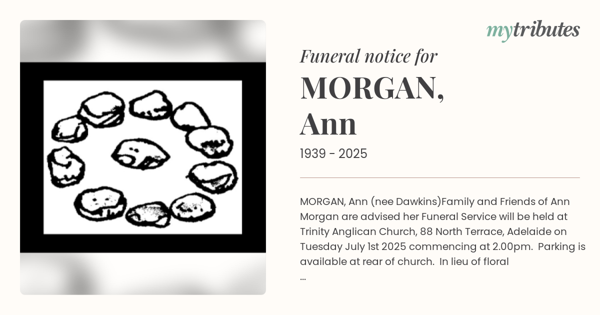 MORGAN, Ann | Funeral Notices | Adelaide | My Tributes