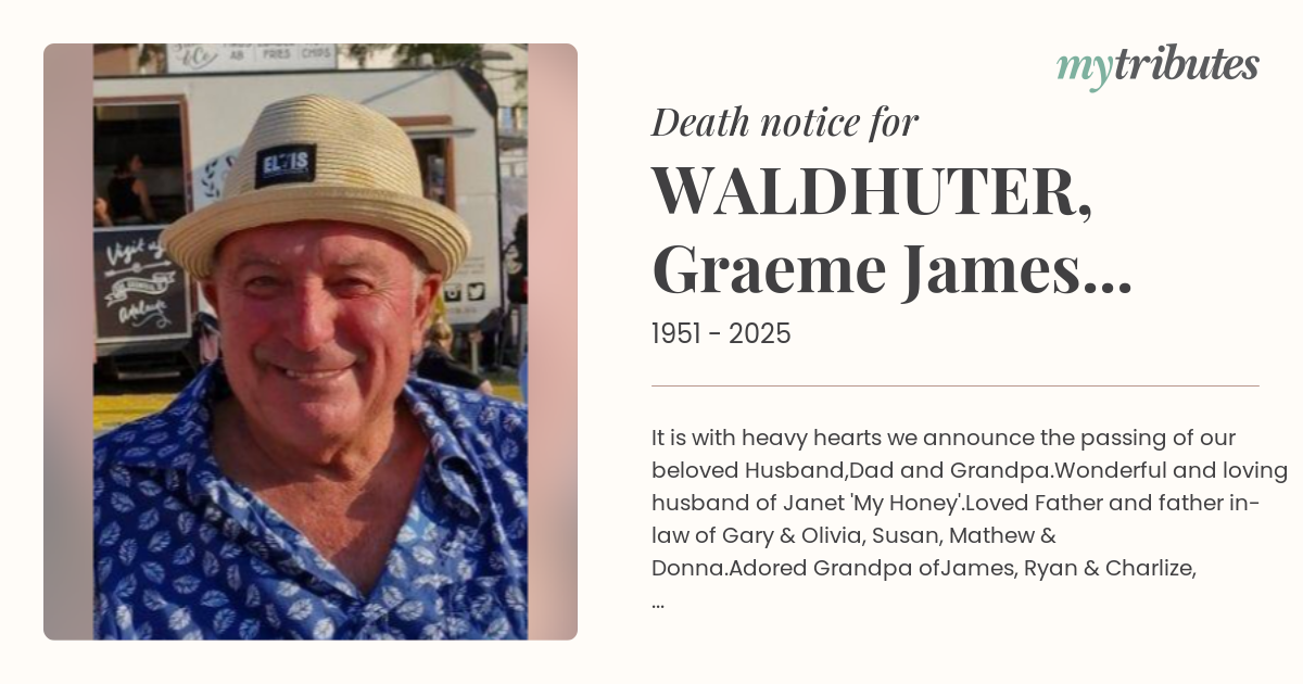 WALDHUTER, Graeme James (Wally) | Death Notices | Adelaide | The Advertiser