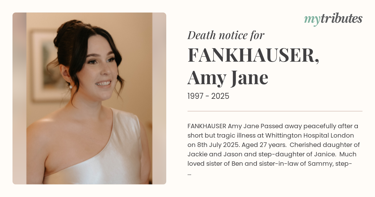 FANKHAUSER, Amy Jane | Death Notices | Melbourne | Herald Sun