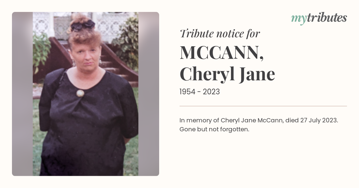 MCCANN, Cheryl Jane | Tributes | Townsville | My Tributes