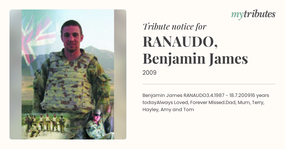 RANAUDO, Benjamin James | Tributes | Melbourne | My Tributes