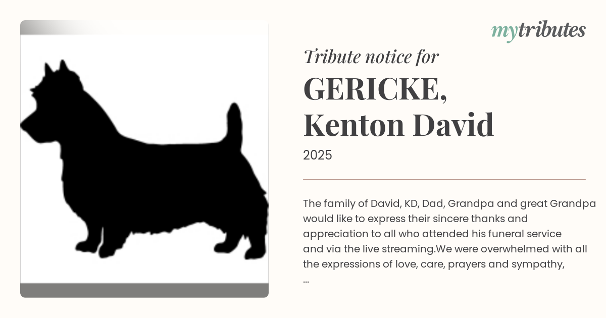 GERICKE, Kenton David | Tributes | Adelaide | The Cairns Post