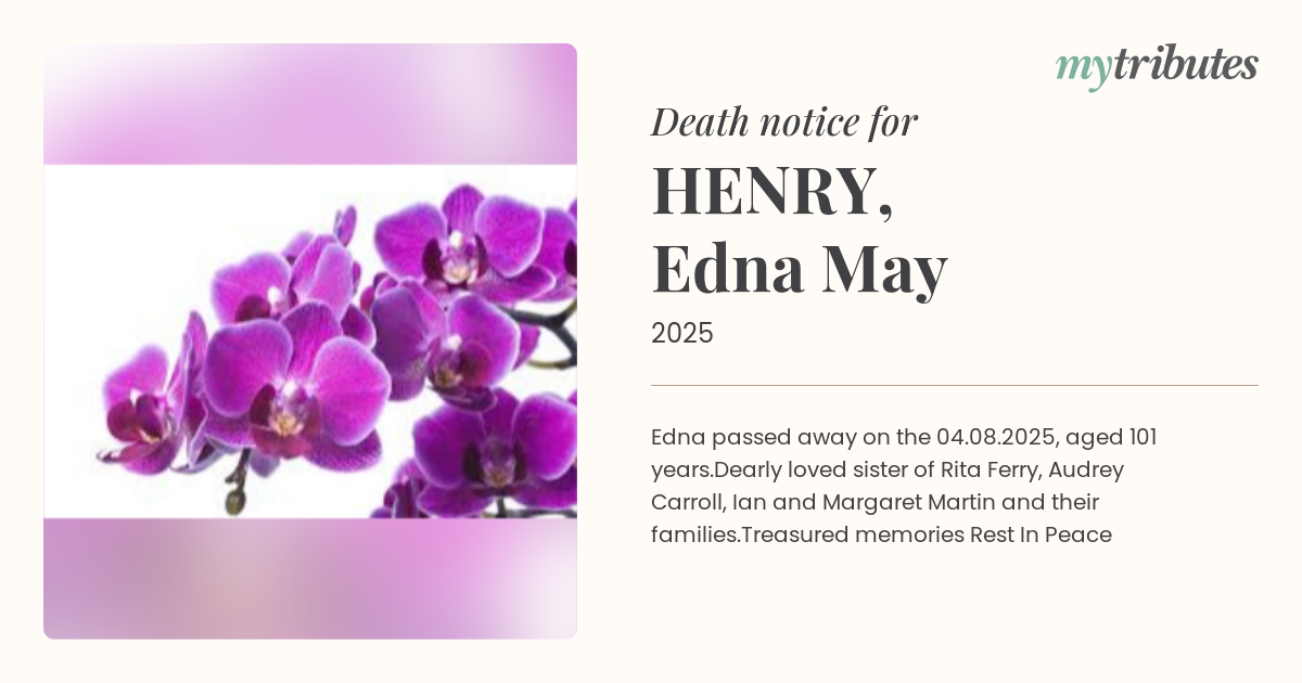 HENRY, Edna May | Death Notices | Geelong | My Tributes