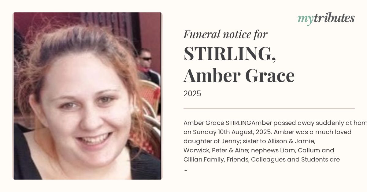 STIRLING, Amber Grace | Funeral Notices | Townsville | My Tributes