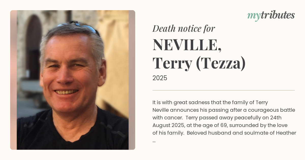 NEVILLE, Terry (Tezza) | Death Notices | Adelaide | The Advertiser