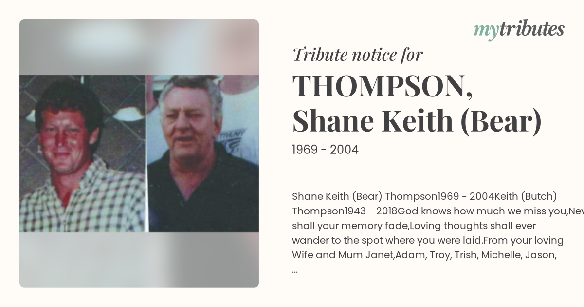 THOMPSON, Shane Keith (Bear) | Tributes | Townsville | Townsville Bulletin