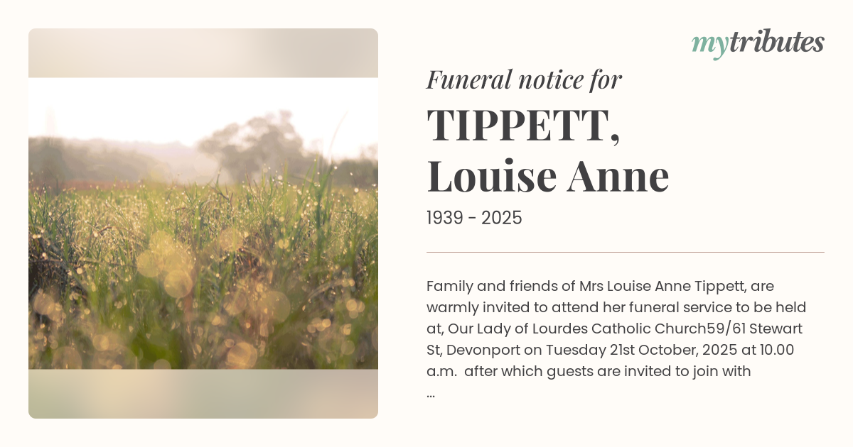 TIPPETT, Louise Anne | Funeral Notices | Tasmania | Townsville Bulletin