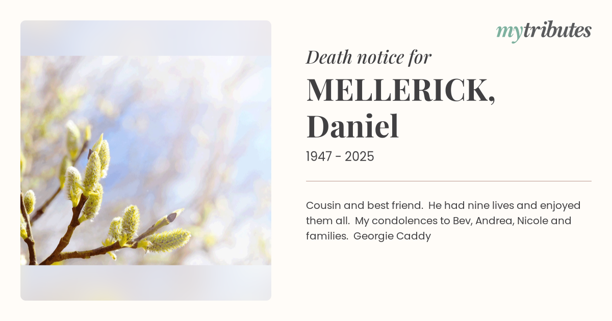 MELLERICK, Daniel | Death Notices | Melbourne | My Tributes