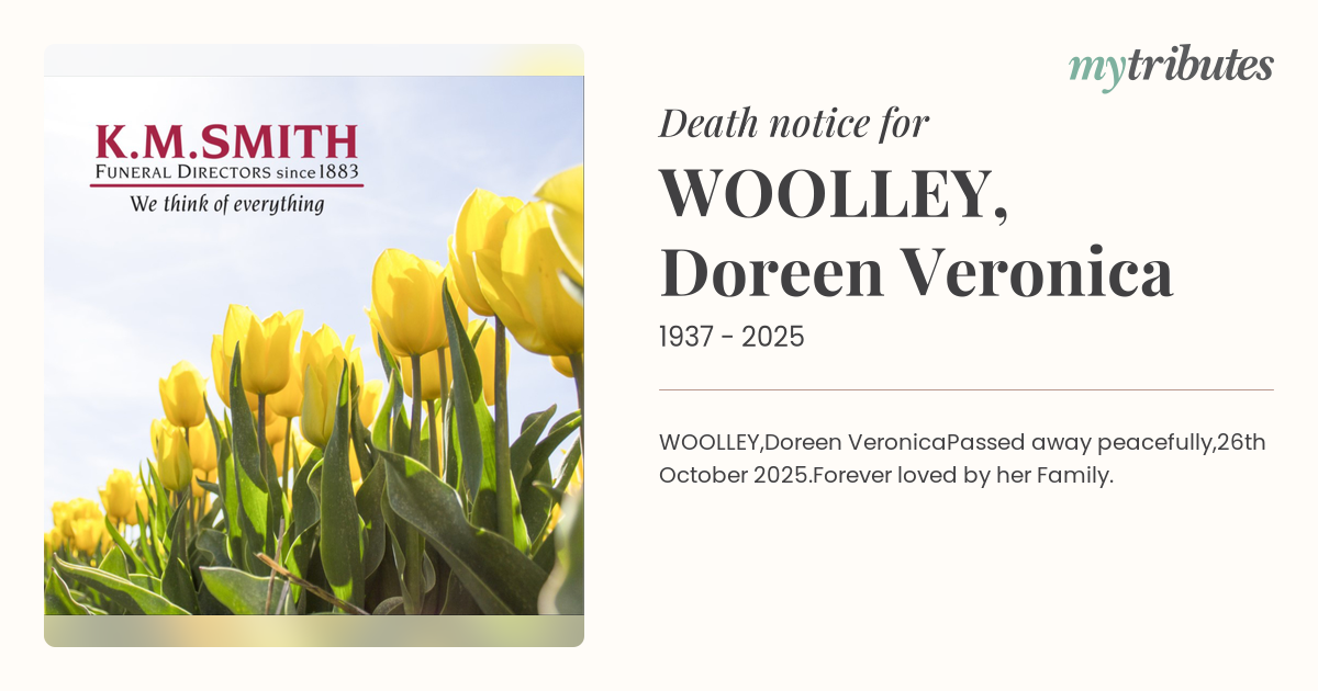 WOOLLEY, Doreen Veronica | Death Notices | Brisbane | My Tributes
