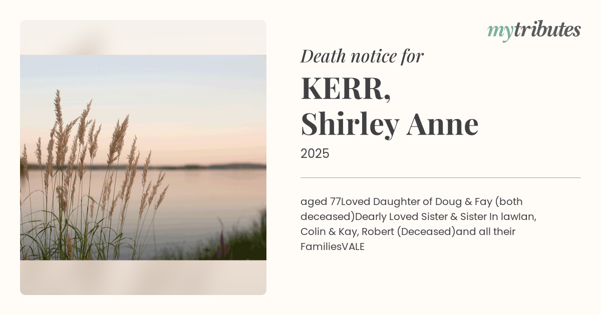 KERR, Shirley Anne | Death Notices | Adelaide | The Advertiser
