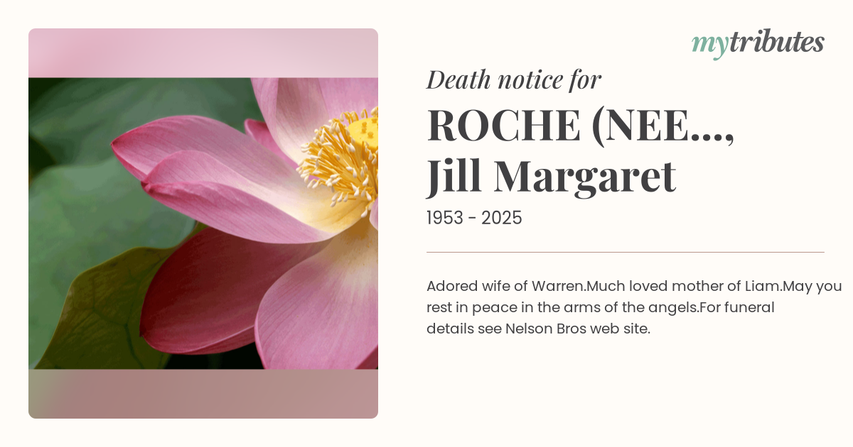 ROCHE (NEE THOMSON), Jill Margaret | Death Notices | Melbourne | My ...