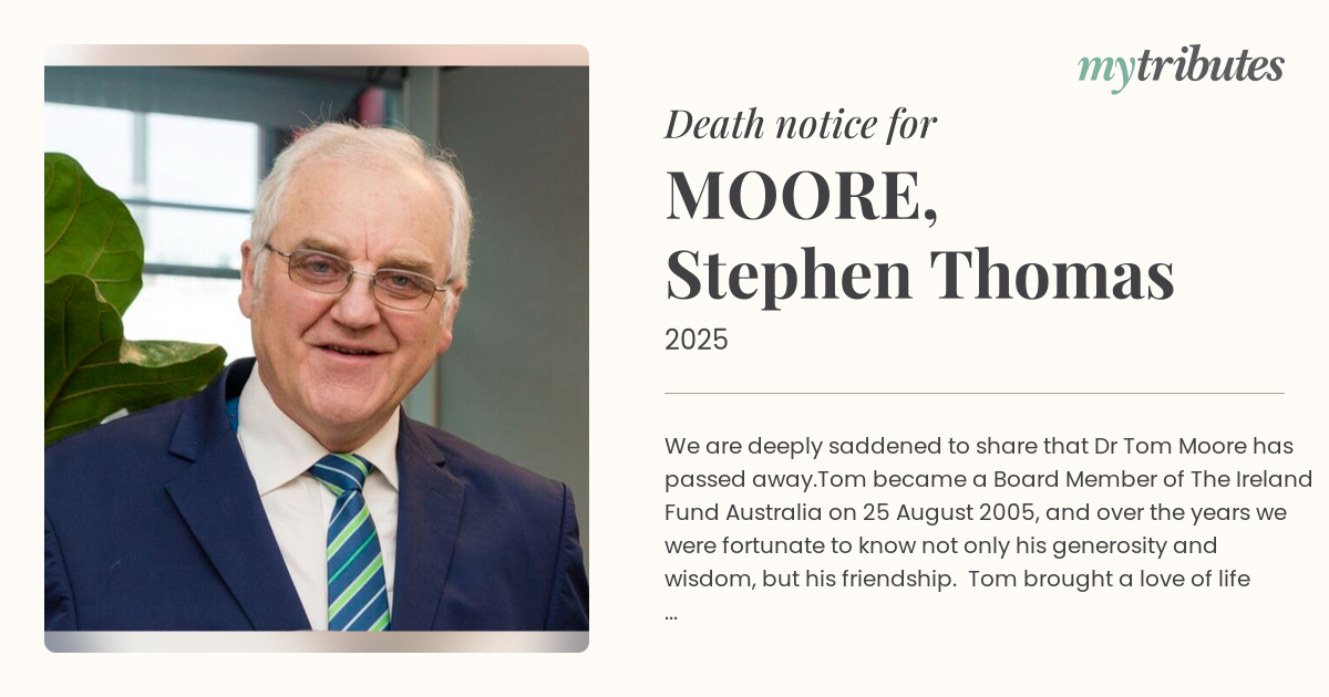 MOORE, Stephen Thomas | Death Notices | Brisbane | My Tributes