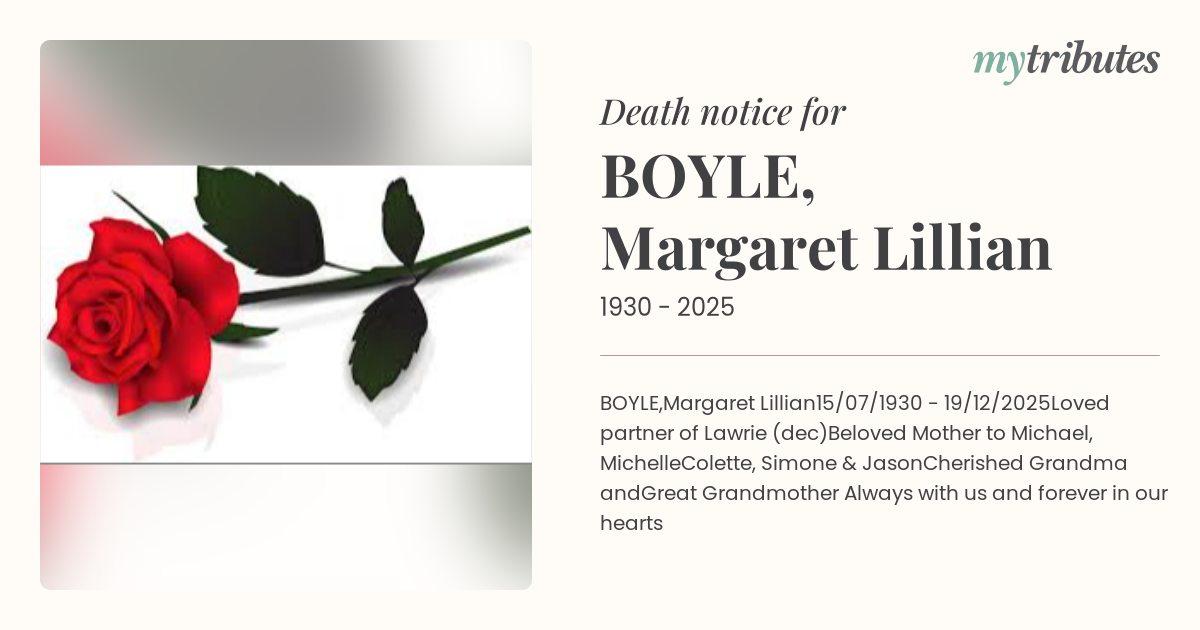 BOYLE, Margaret Lillian | Death Notices | Melbourne | The Advertiser