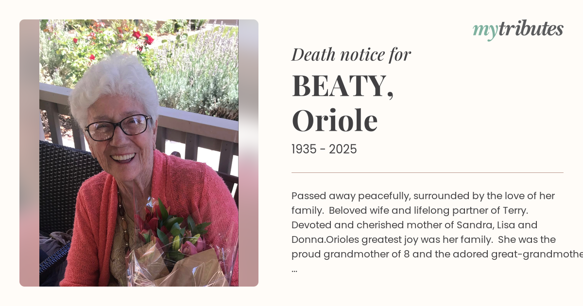 BEATY, Oriole | Death Notices | Adelaide | The Advertiser
