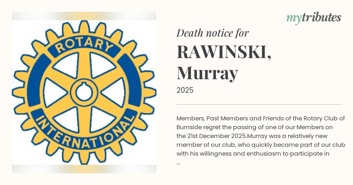 RAWINSKI, Murray | Death Notices | Adelaide | The Advertiser