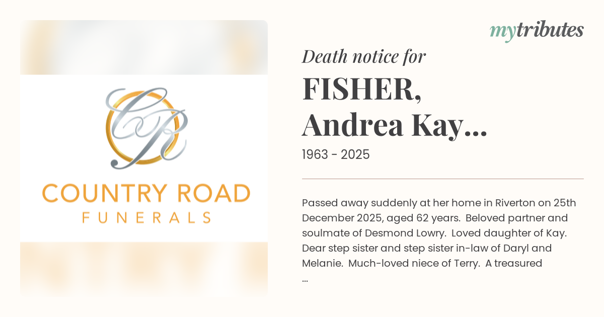 FISHER, Andrea Kay Michelle | Death Notices | Adelaide | The Advertiser