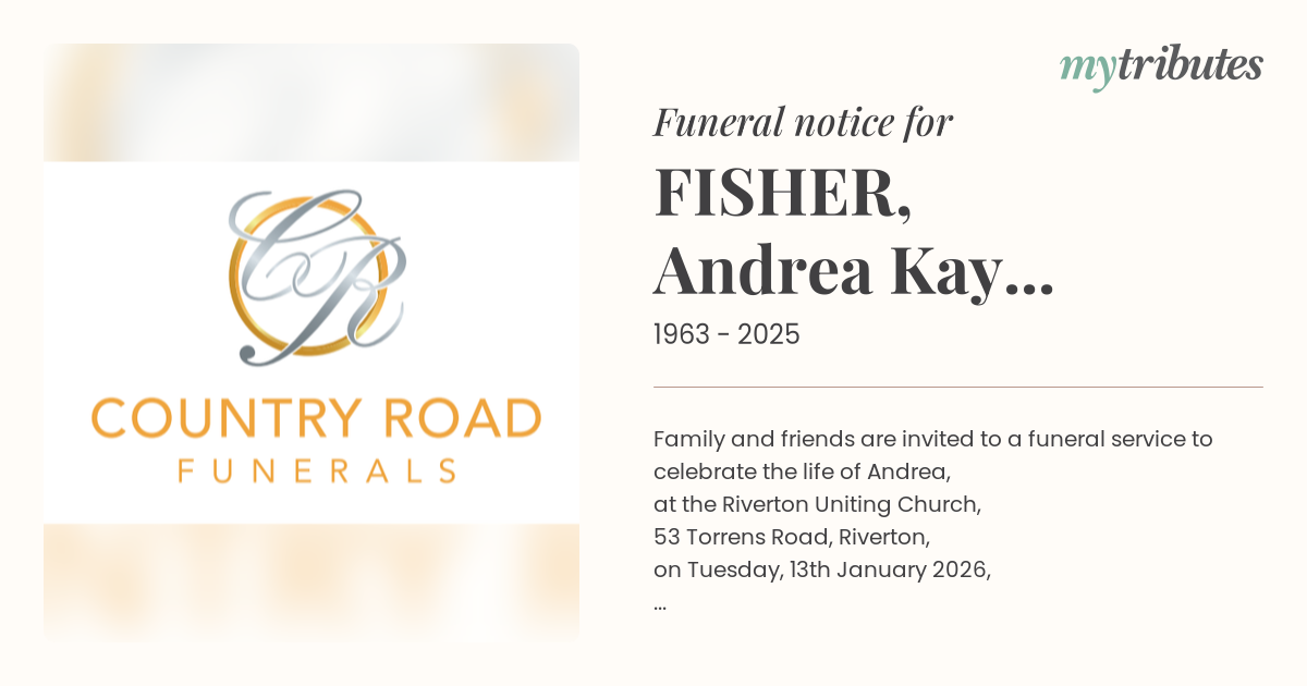 FISHER, Andrea Kay Michelle | Funeral Notices | Adelaide | My Tributes