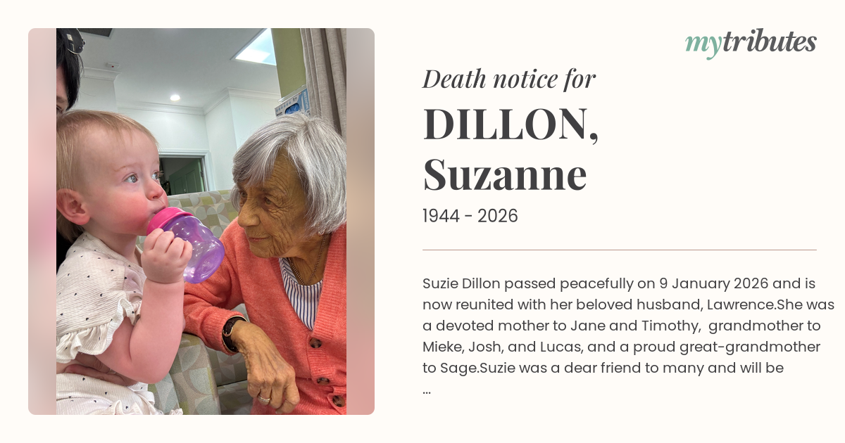 DILLON, Suzanne | Death Notices | Tasmania | The Advertiser