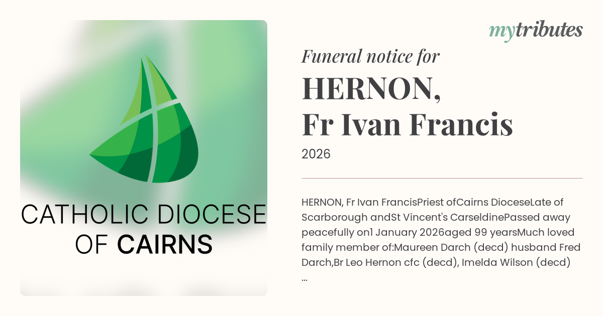 HERNON, Fr Ivan Francis | Funeral Notices | Brisbane | The Advertiser
