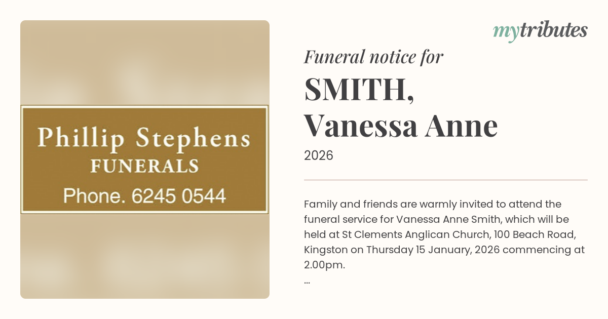 SMITH, Vanessa Anne | Funeral Notices | Tasmania | The Advertiser