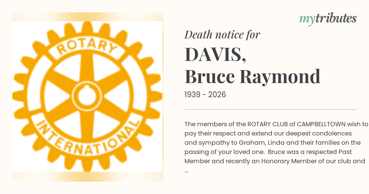 DAVIS, Bruce Raymond | Death Notices | Adelaide | The Advertiser